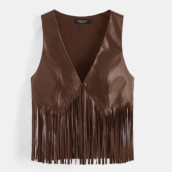 SHEIN | Jackets & Coats | Shein Tan Faux Leather Vest | Poshmark